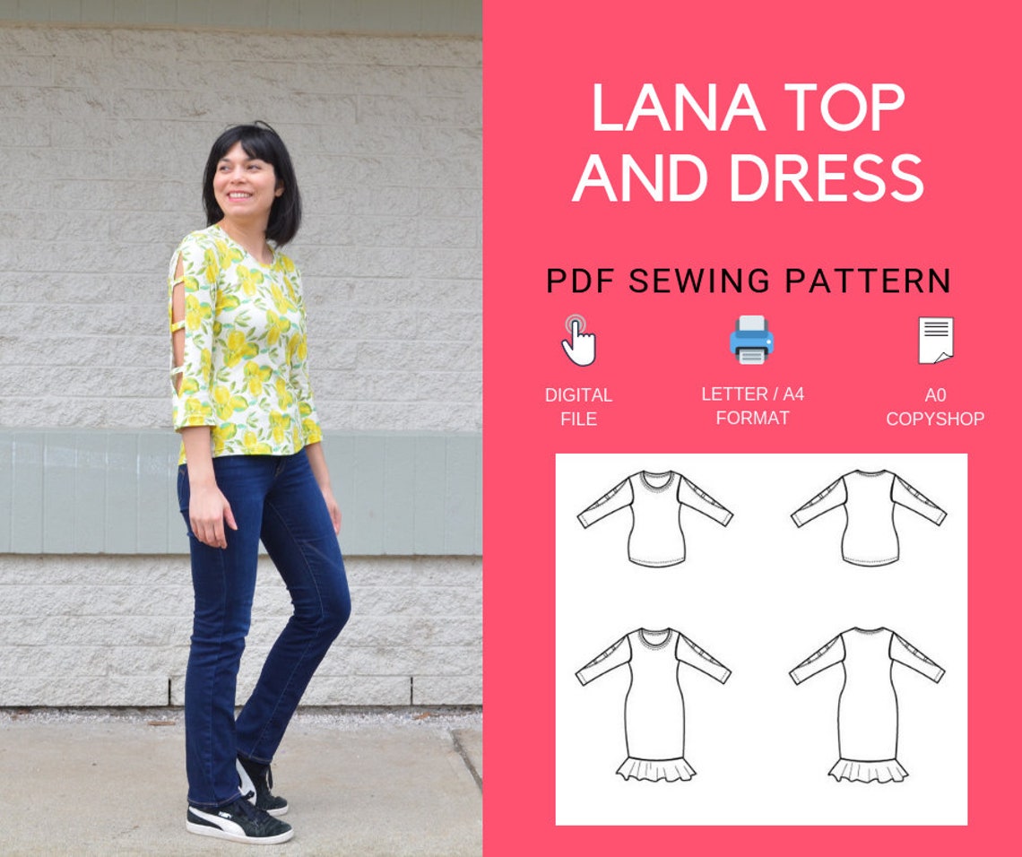 The Lana Top and Dress PDF Sewing Pattern and Sewing Tutorial. - Etsy