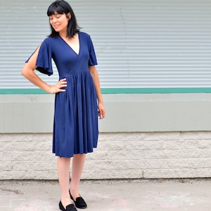 Clare Dress Pattern: A Wrap Dress With Gathered Skirt and Flared ...
