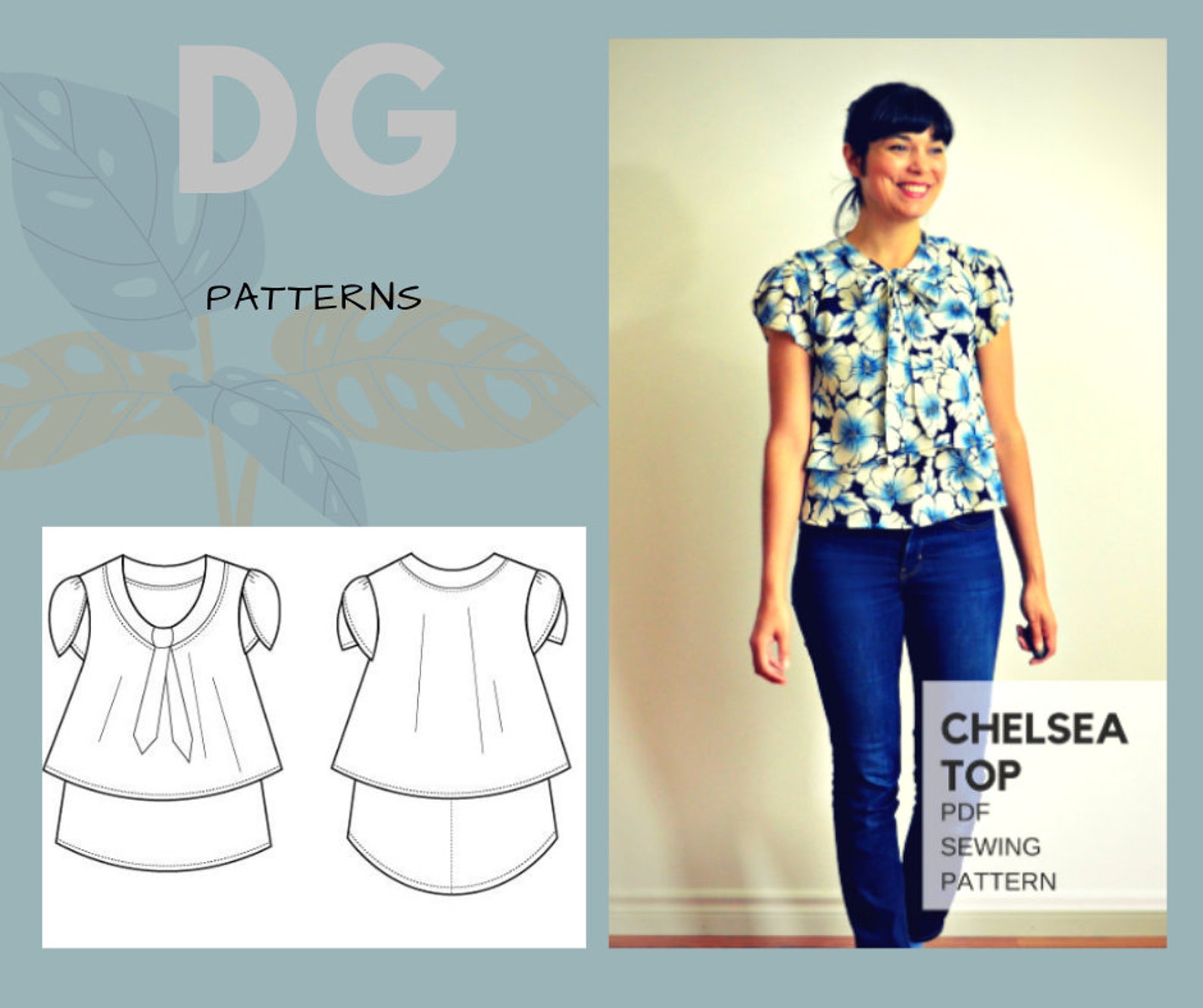 The Chelsea Top PDF Sewing Pattern and Sewing Tutorial | Etsy