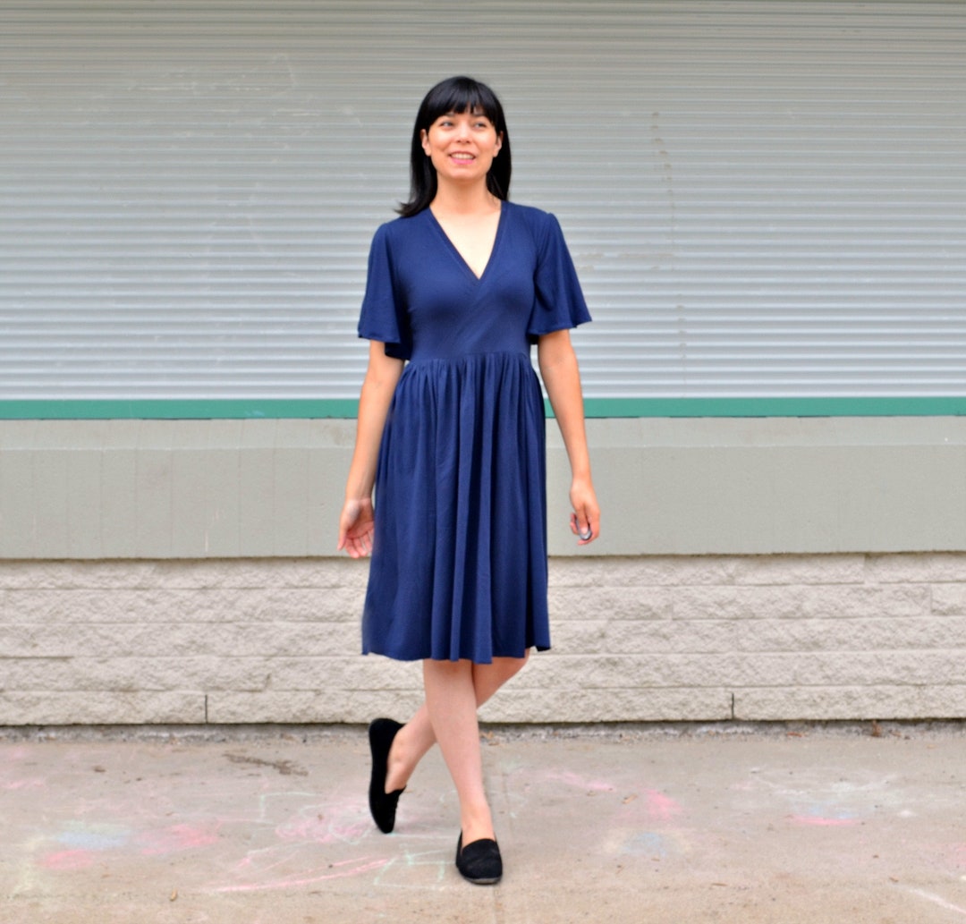 Clare Dress Pattern: A Wrap Dress With Gathered Skirt and Flared ...