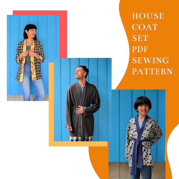 HOUSE COAT SET pdf sewing pattern and tutorial for women men | Etsy