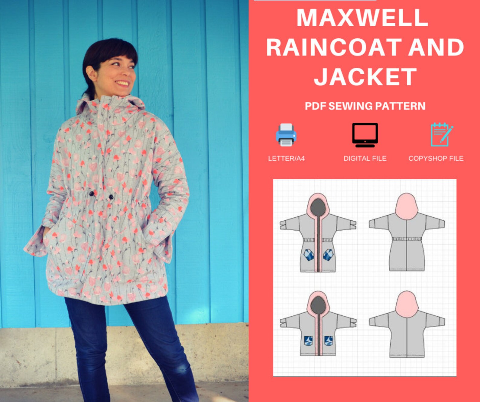 Maxwell Raincoat and Jacket PDF Sewing Pattern and Sewing Tutorial for ...