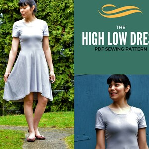 High Low Skater Dress PDF Printable Sewing Pattern and Step by Step ...