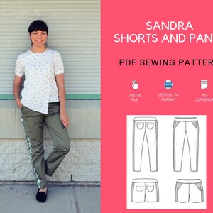 Sandra Pants and Shorts PDF Sewing Pattern and Step by Step Sewing Tutorial - Etsy