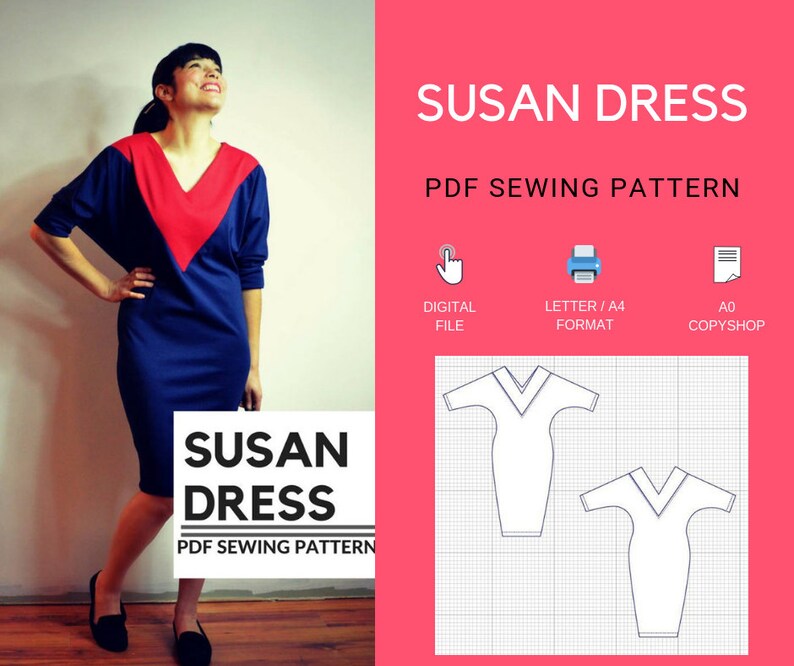 Susan Dress PDF Sewing Pattern and Sewing Tutorial Including Sizes 4 to ...