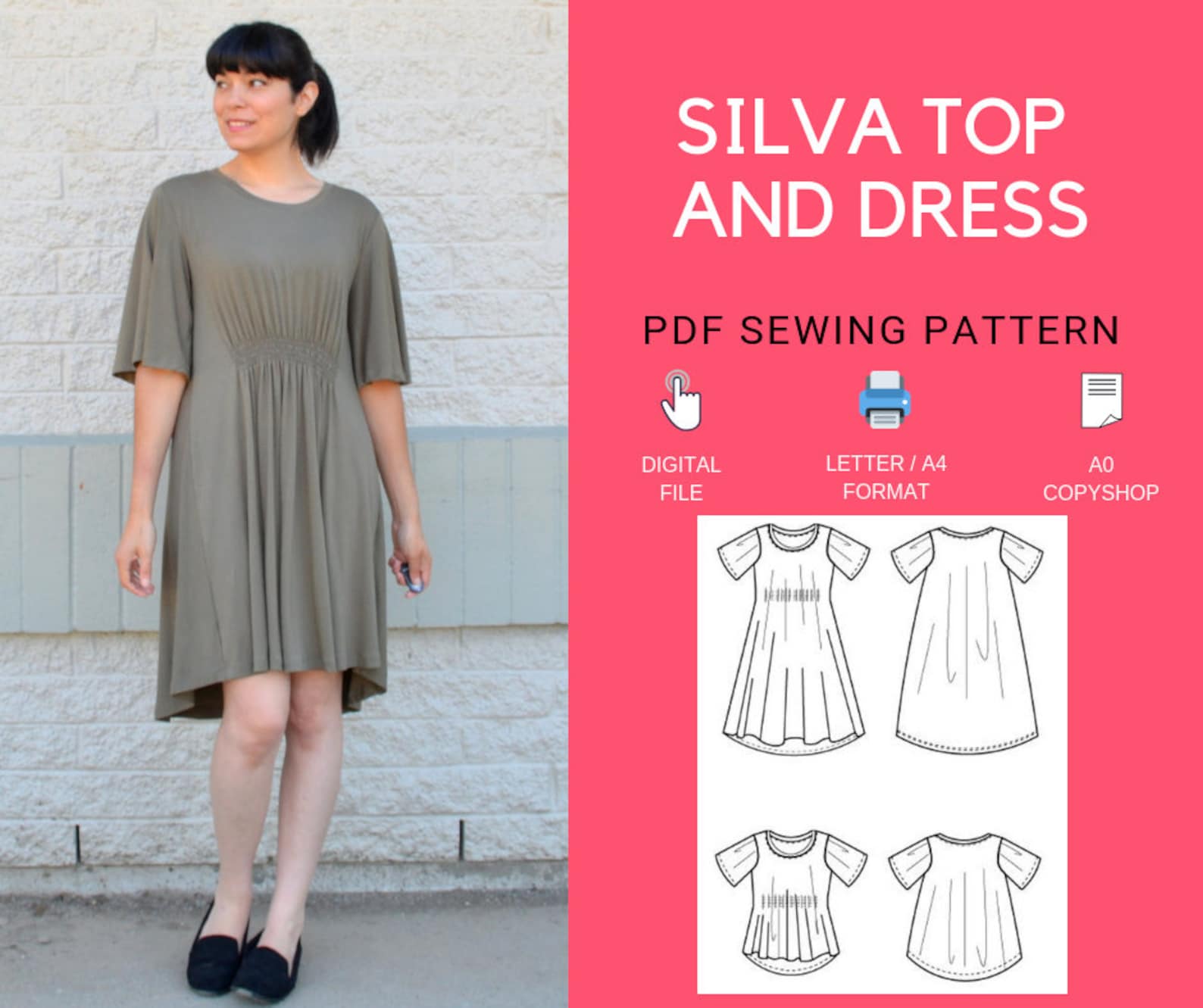 The Silva Top and Dress PDF Sewing Pattern and Tutorial for | Etsy ...