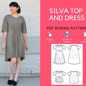 The Silva Top and Dress PDF Sewing Pattern and Tutorial for Women. Knit ...