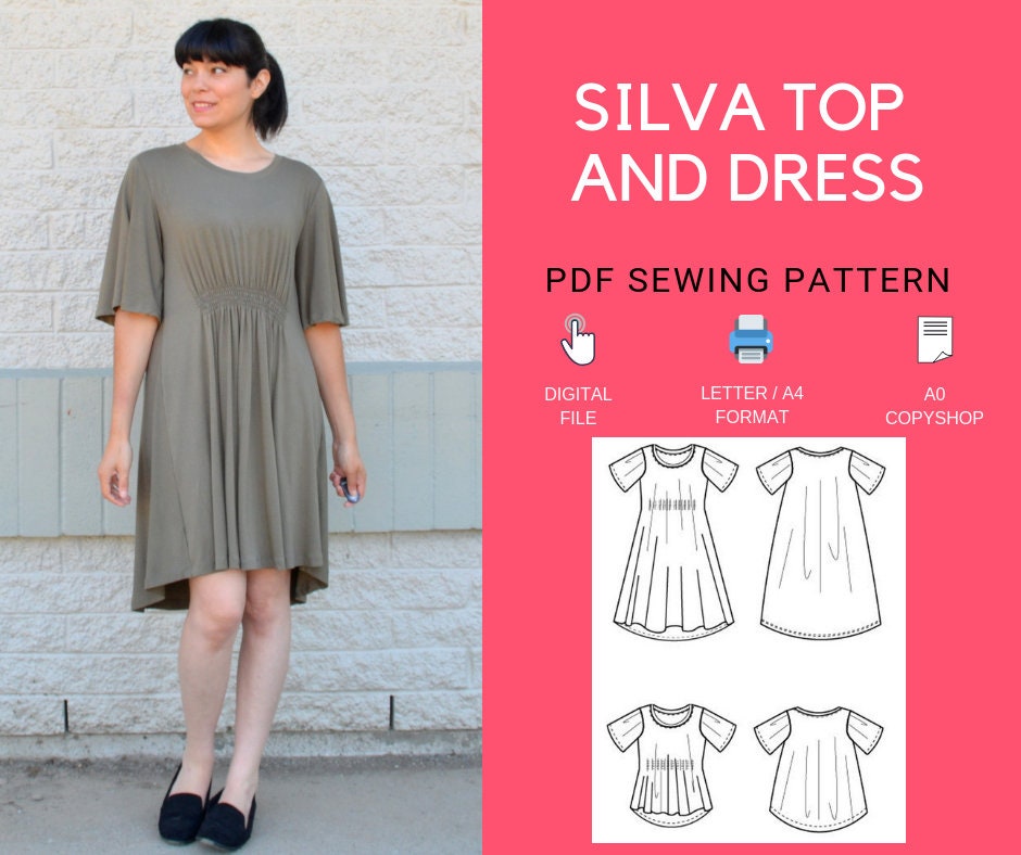 The Silva Top and Dress PDF sewing pattern and tutorial for | Etsy