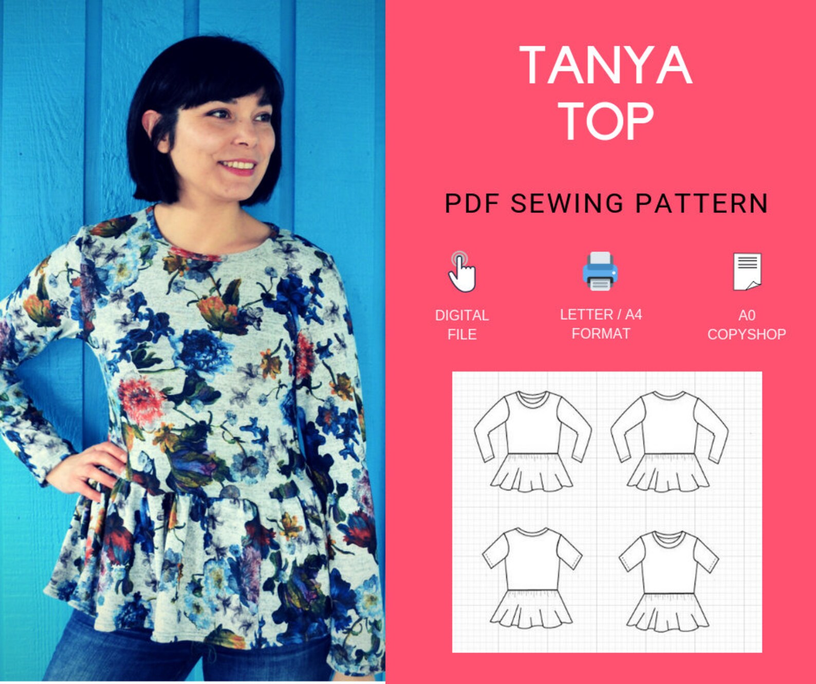 The Tanya Top PDF Sewing Pattern and Sewing Tutorial Available as a ...