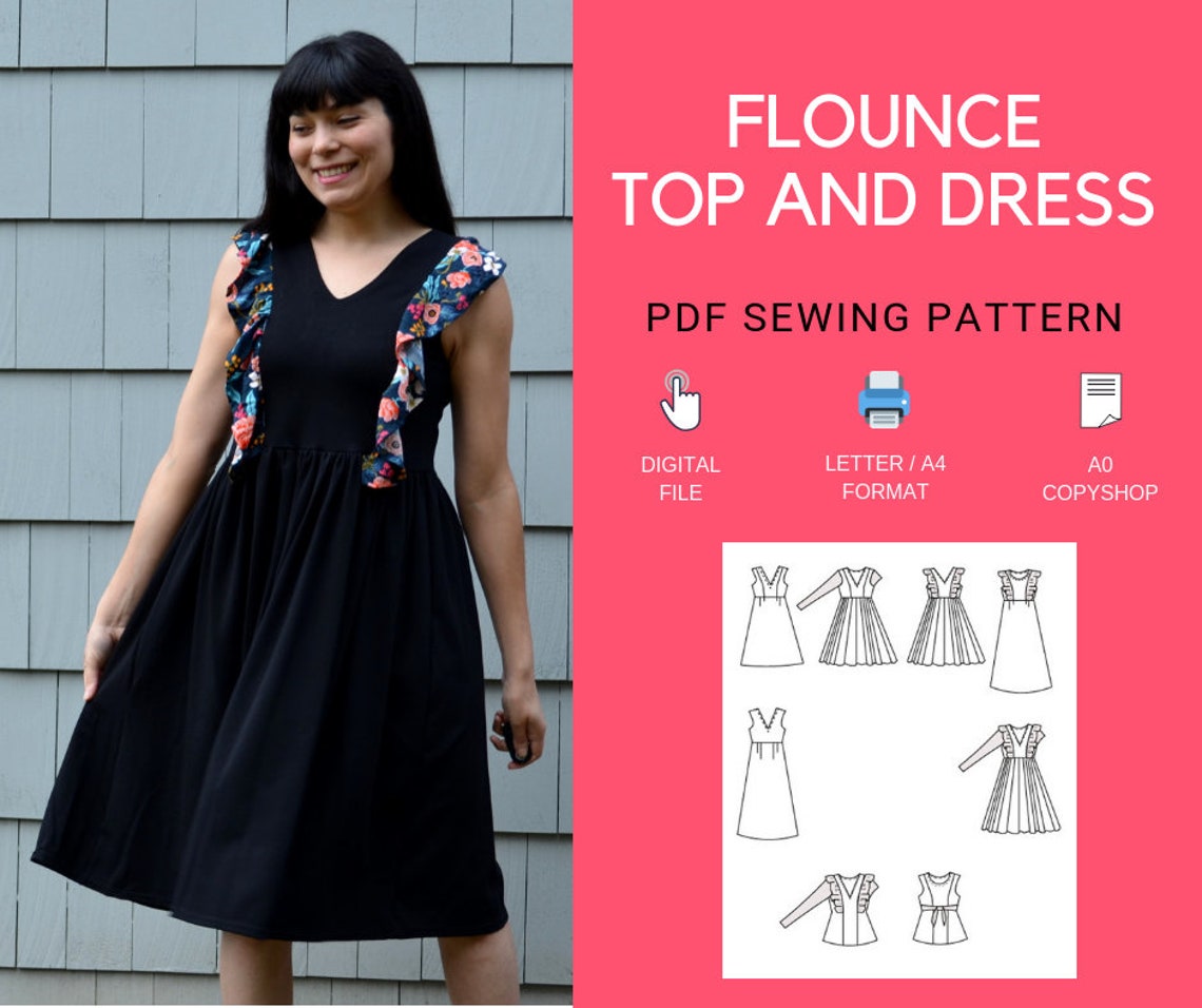 The Flounce Dress and Top PDF Sewing Pattern: the Files Include a Step ...