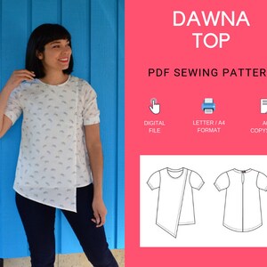 Dawna Top PDF Sewing Pattern and Printable Sewing Tutorial - Etsy