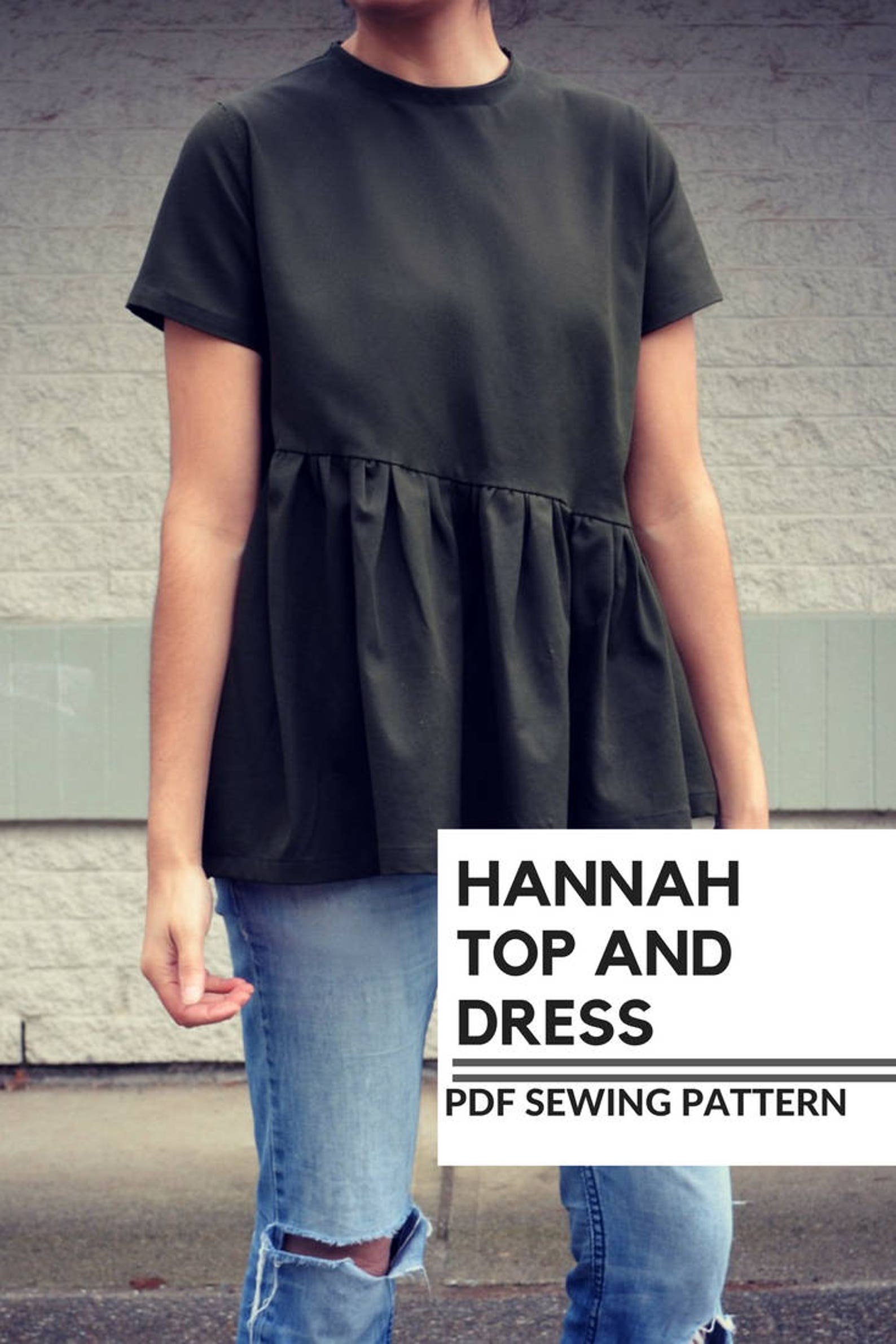 Hannah Top and Dress PDF Sewing Pattern and Step by Step Sewing ...