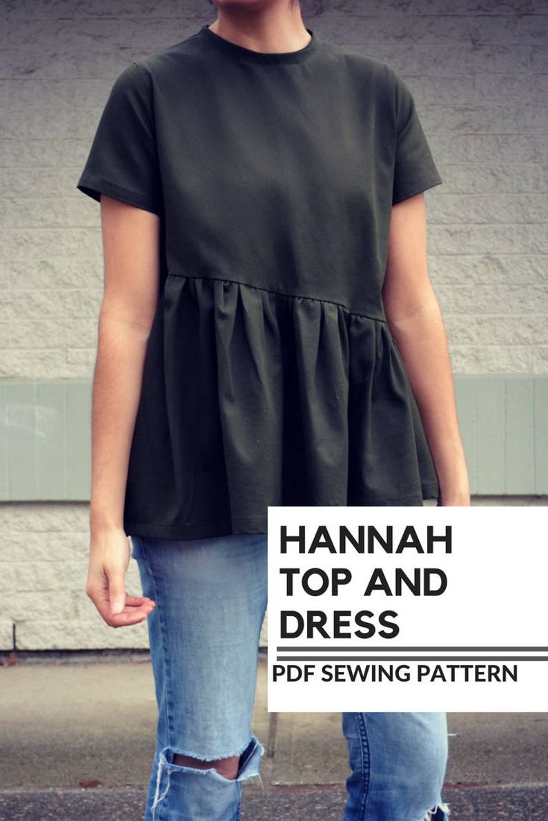 Hannah Top and Dress PDF Sewing Pattern and Step by Step Sewing ...