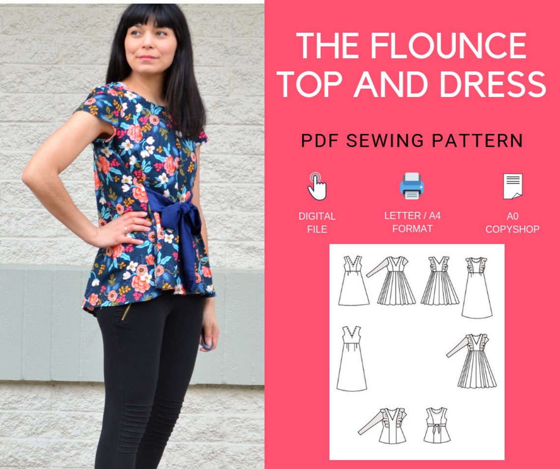The Flounce Top and Dress PDF Sewing Pattern: the Files Include a Step ...