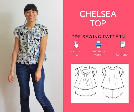 The Chelsea Top PDF Sewing Pattern and Sewing Tutorial | Etsy