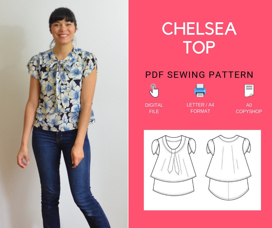 The Chelsea Top PDF Sewing Pattern and Sewing Tutorial | Etsy New Zealand
