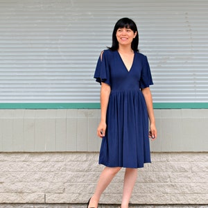 Clare Dress Pattern: A Wrap Dress With Gathered Skirt and Flared ...