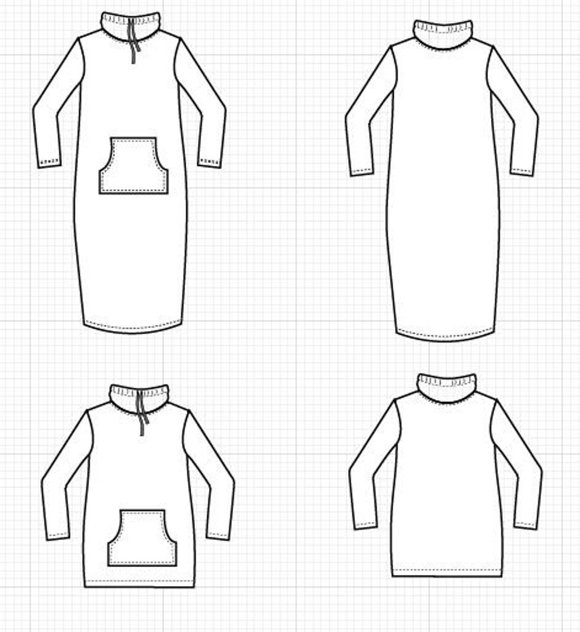 Lane Hoodie and Dress PDF Sewing Pattern and Sewing Tutorial - Etsy
