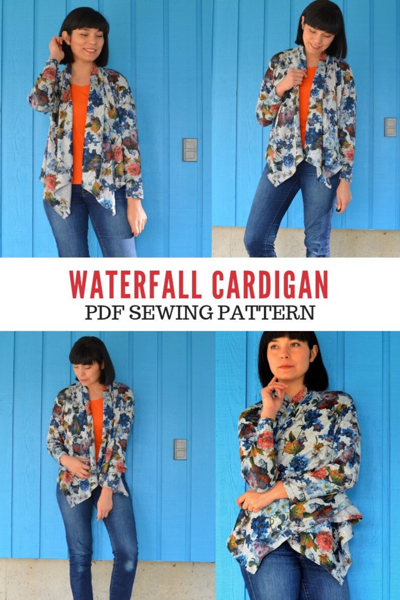 Waterfall Cardigan PDF Sewing Pattern and Tutorial | Etsy Canada