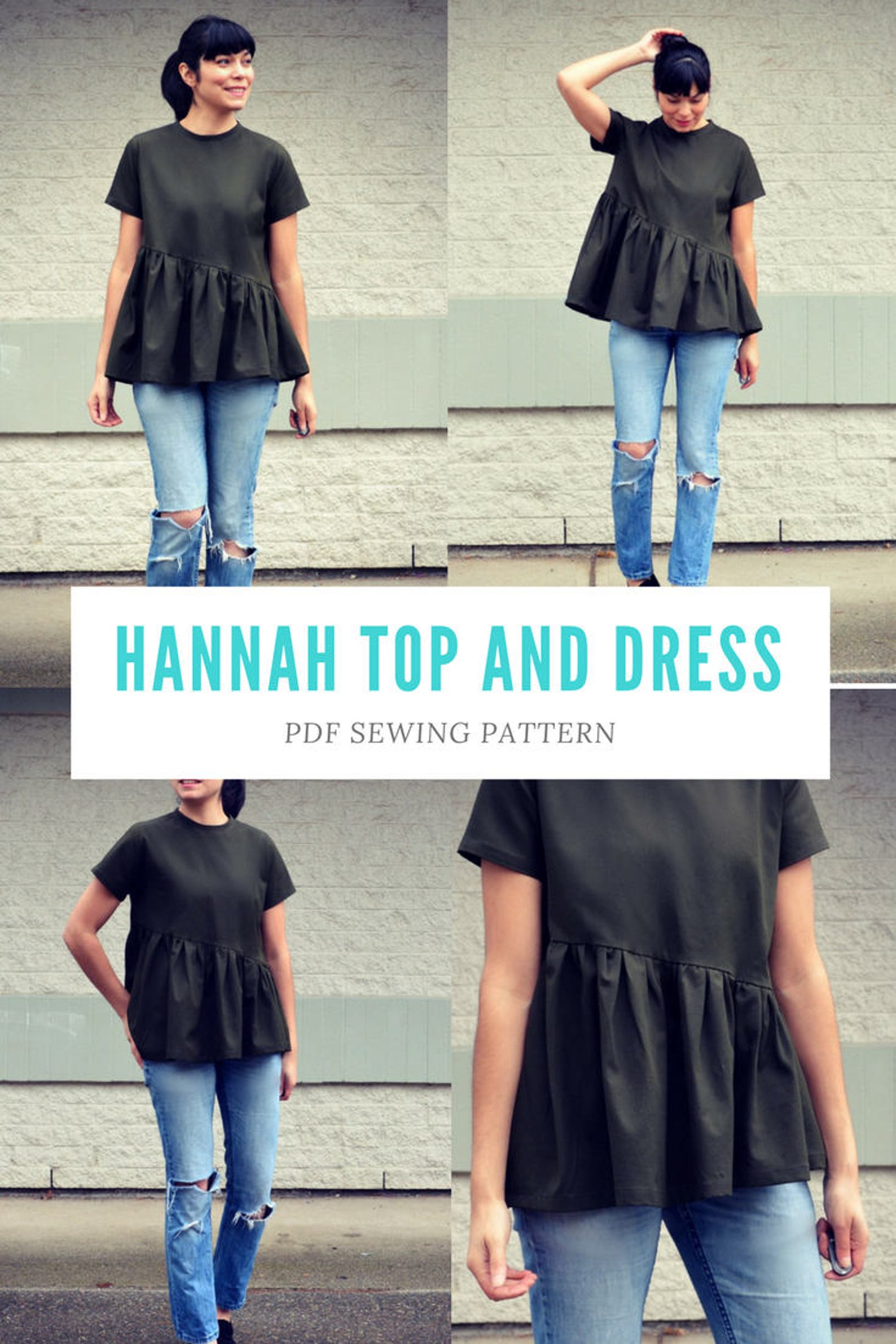 Hannah Top and Dress PDF Sewing Pattern and Step by Step Sewing ...