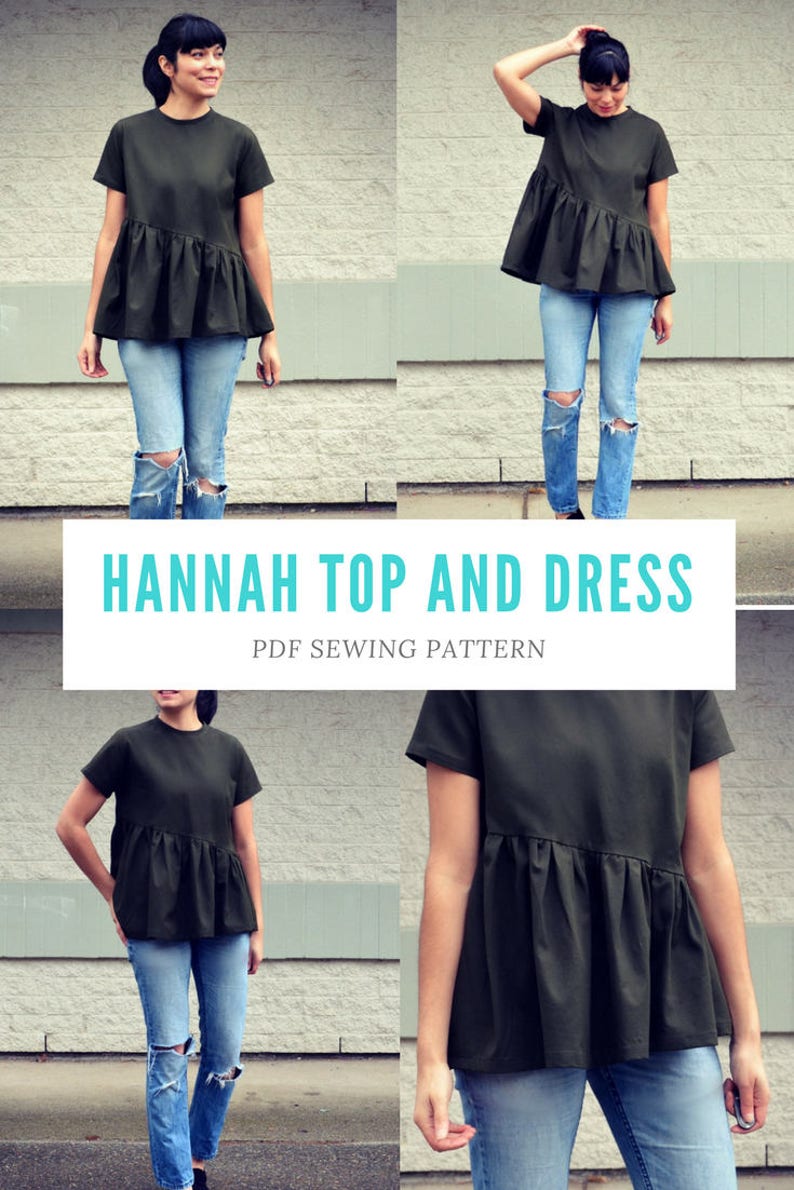 Hannah Top and Dress PDF Sewing Pattern and Step by Step Sewing ...