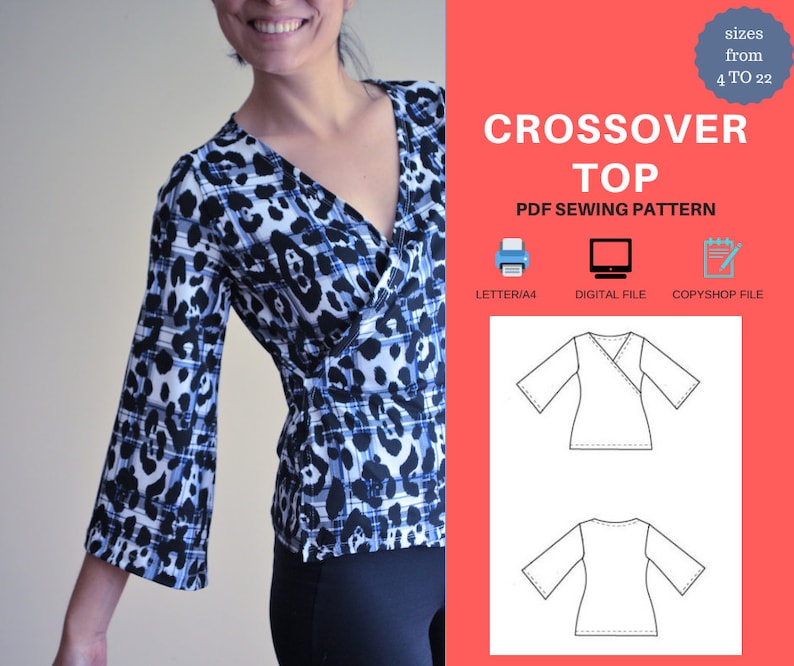 Crossover Top PDF Sewing Pattern and Printable Tutorial - Etsy