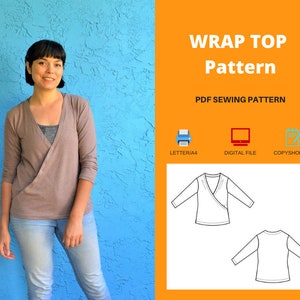 Wrap Top for WOMEN PDF Sewing Pattern and Sewing Tutorial - Etsy