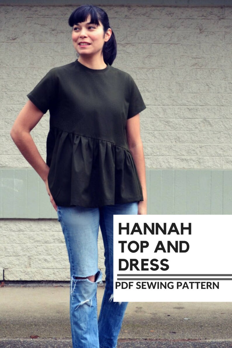 Hannah Top and Dress PDF sewing pattern and step by step | Etsy