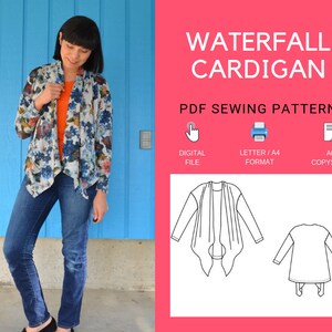 Waterfall Cardigan PDF Sewing Pattern and Tutorial - Etsy