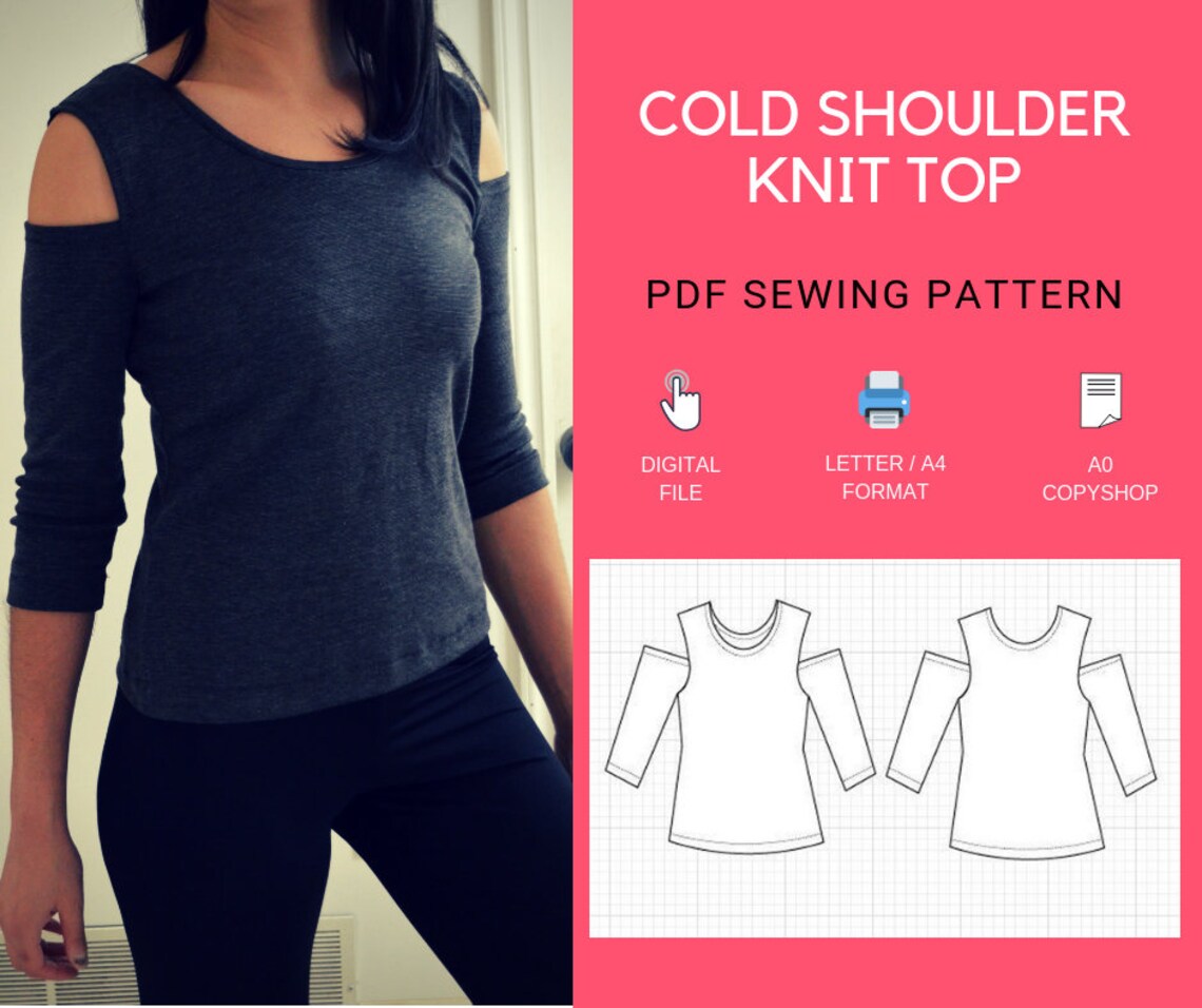 The Cold Shoulder Knit Top PDF Printable Sewing Pattern and Sewing ...