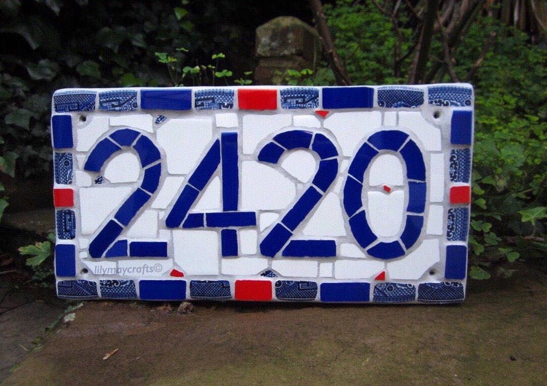 Mosaic House Number/sign/plaque/street Sign Made to Order 4 Digit ...