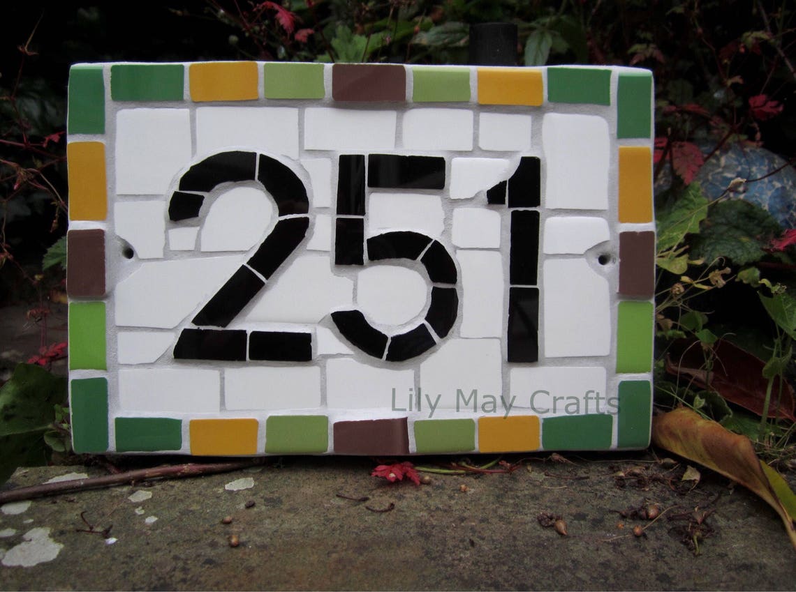Mosaic House Door Number/sign/plaque/street Sign/address Sign - Etsy