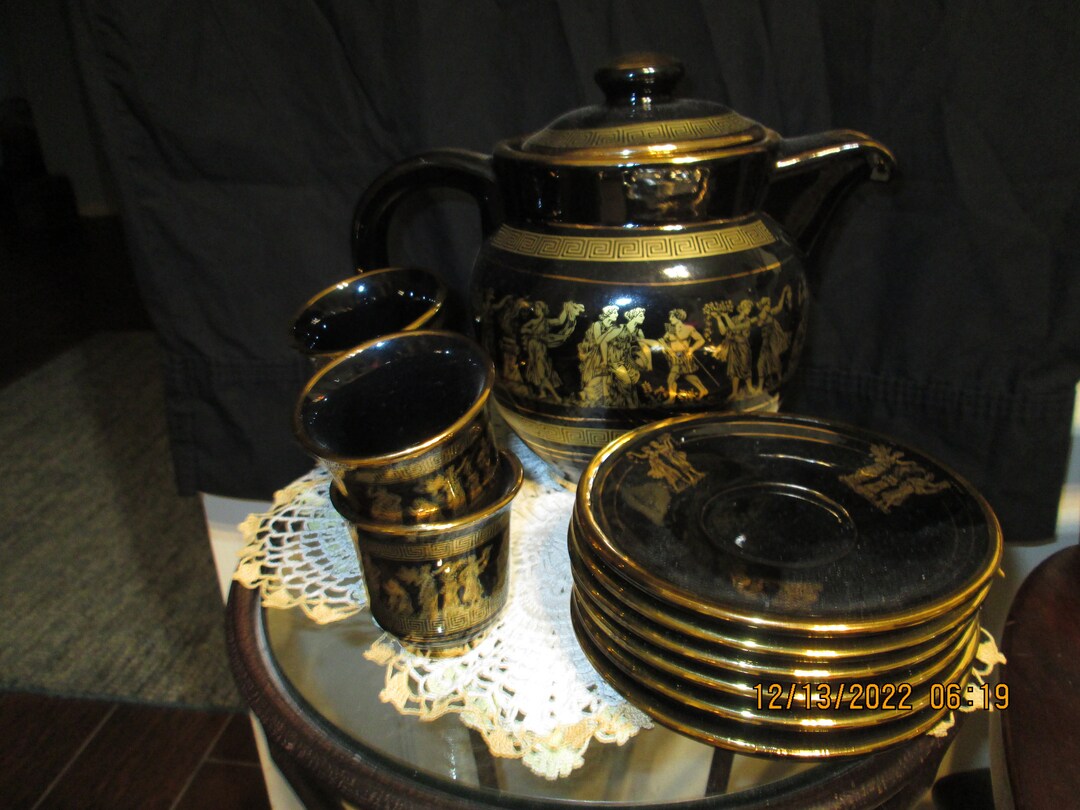 SC 24K Gold Hand Made in Greece Tea Set - Etsy