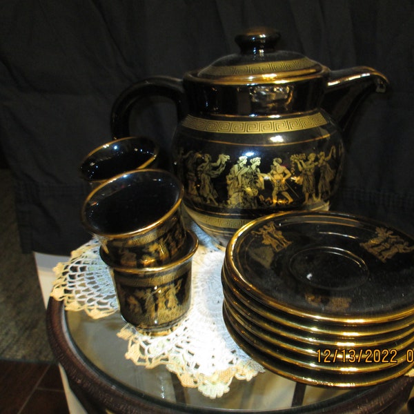 Black and Gold Tea Set - Etsy