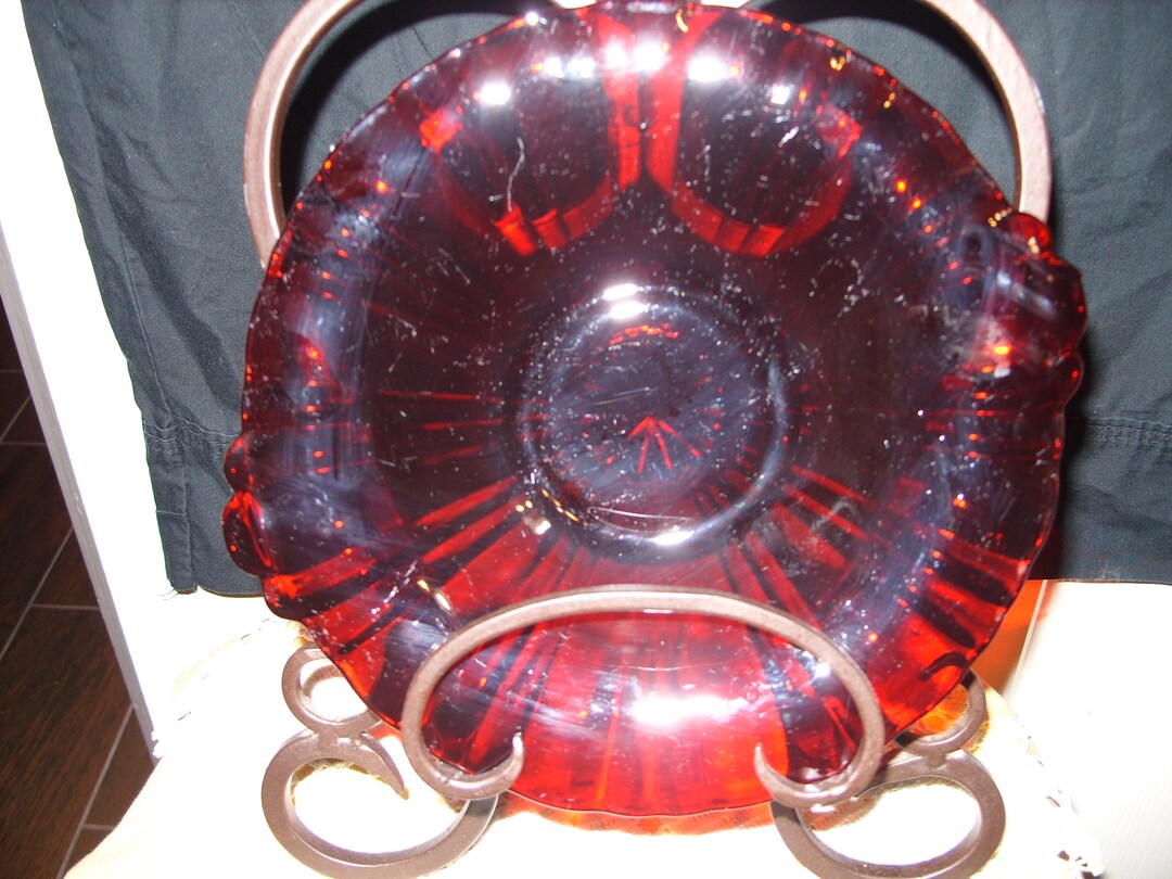 Royal Ruby Glass Handle Dish - Etsy