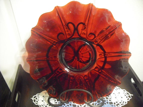 Vintage Ruby Red Cake Plate - Etsy