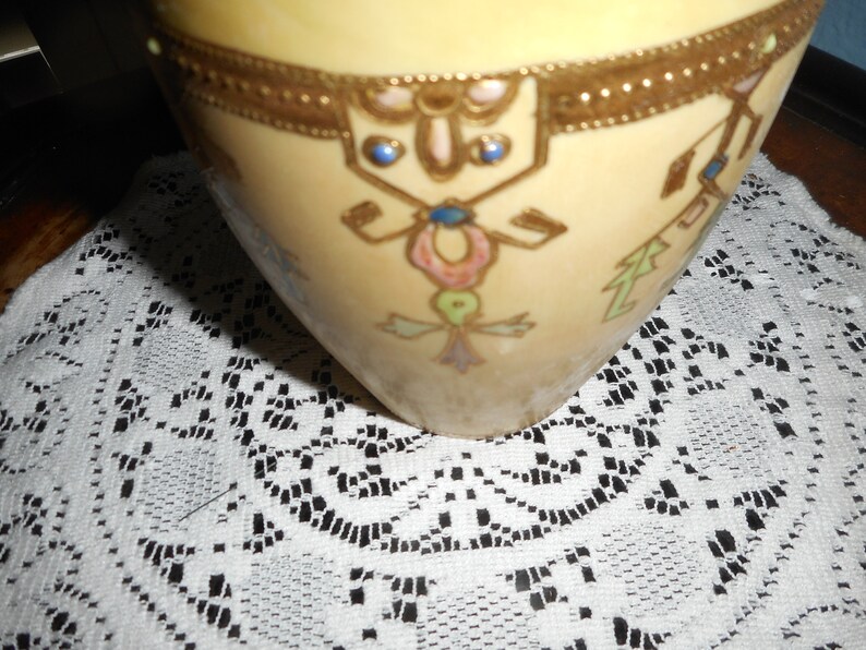 Nippon Beaded and Hand Painted Vase - Etsy