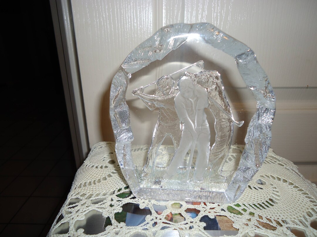 Nybro Crystal Golfing Paperweight - Etsy
