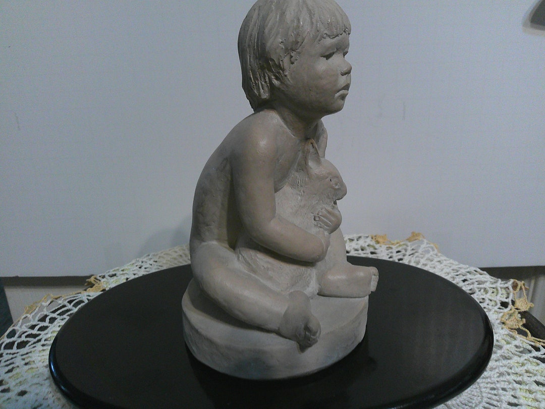 Little Boy and Bunny Figurine - Etsy
