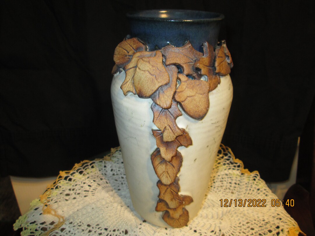 Studio Pottery Leaf Vase - Etsy