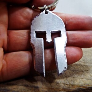 Spartan Helmet Keychain Hammered Edge - Aluminum Handmade Personalized ...
