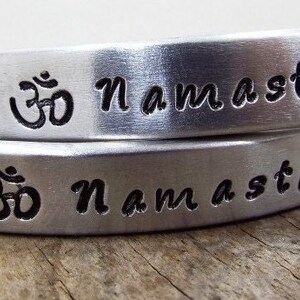Personalized Namaste Bracelet Set for Couples - Aluminum Hand Stamped ...