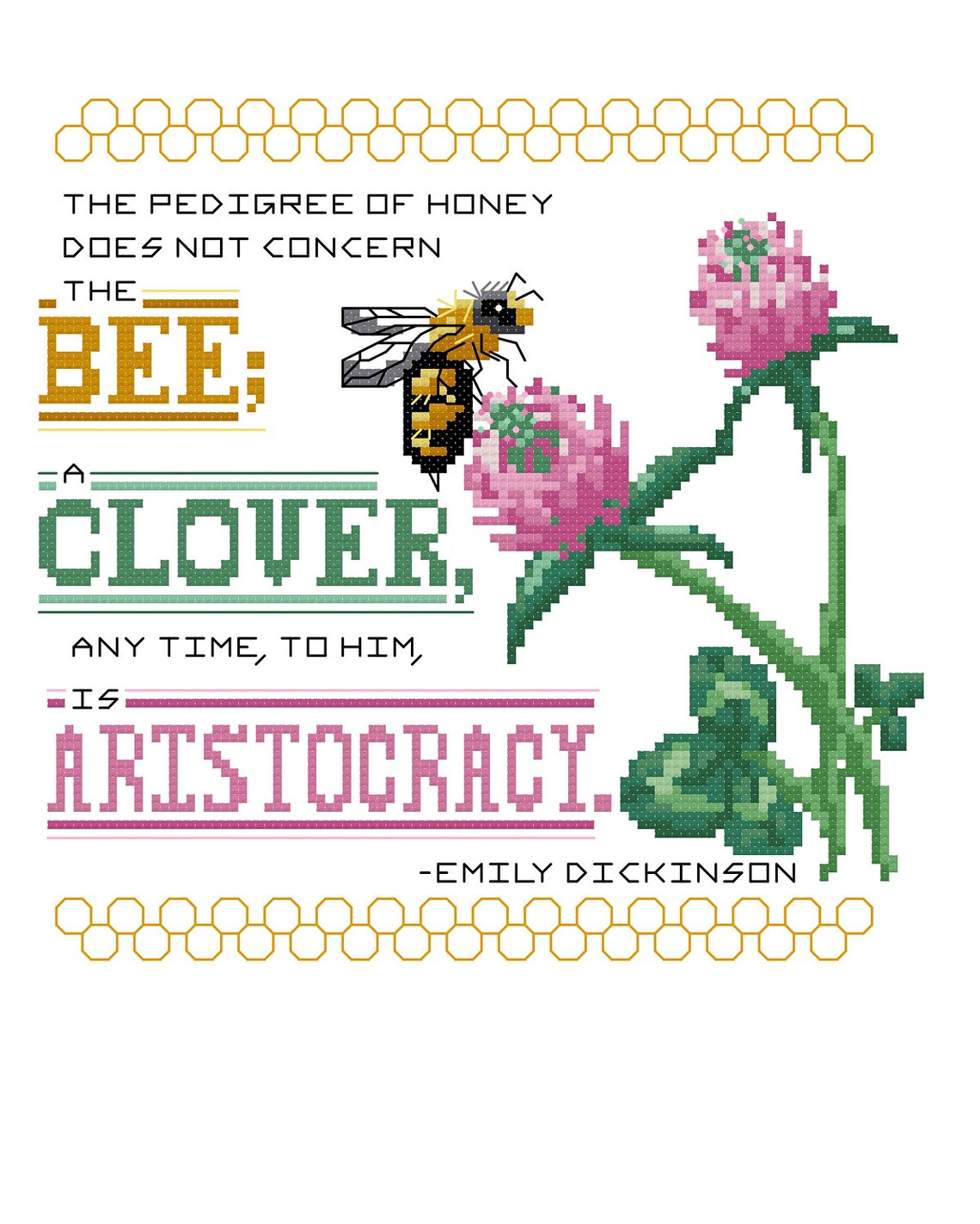 Aristocracy - Digital Cross Stitch Pattern - Emily Dickinson - INSTANT ...