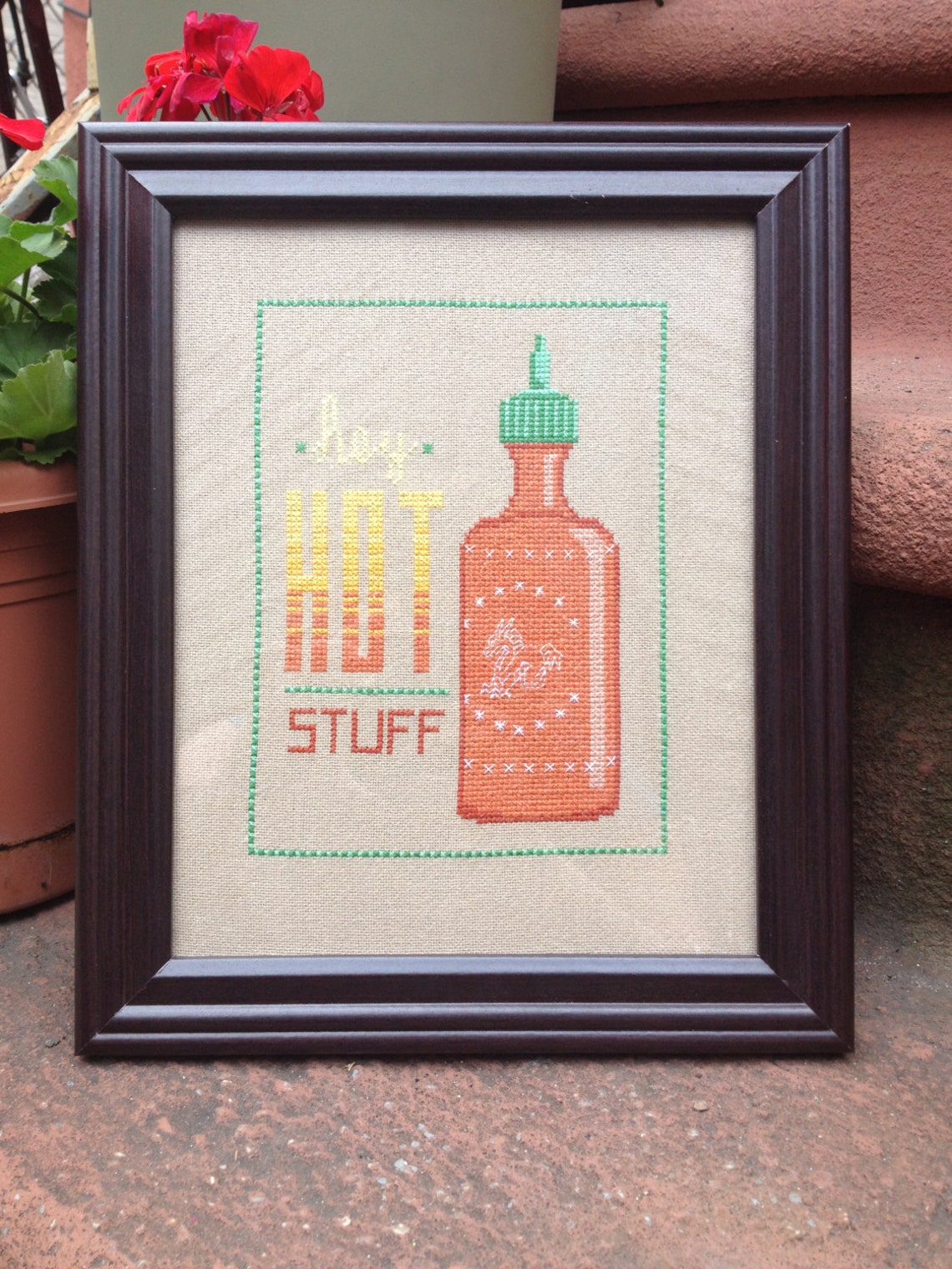 Hot Stuff - Sriracha, Hot Sauce Cross Stitch Pattern - PDF Digital Copy ...