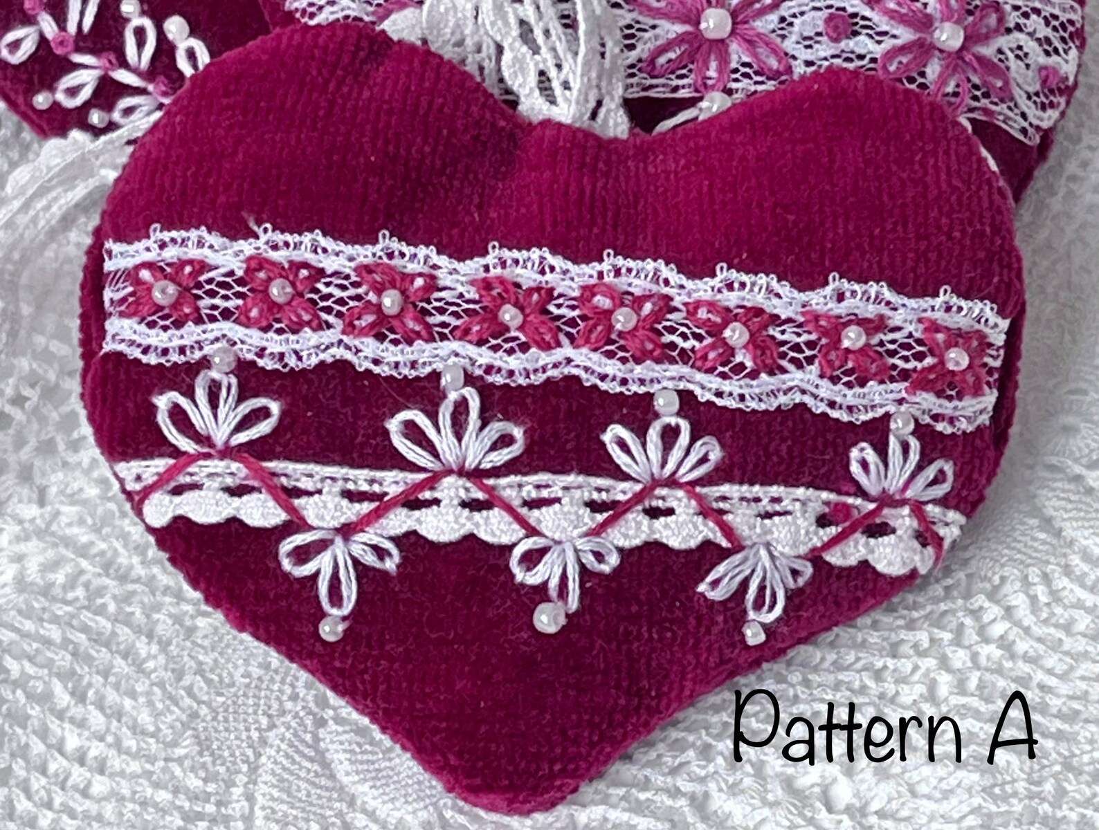 Dark Red Velvet Hearts Handmade Embroidered Hearts - Etsy