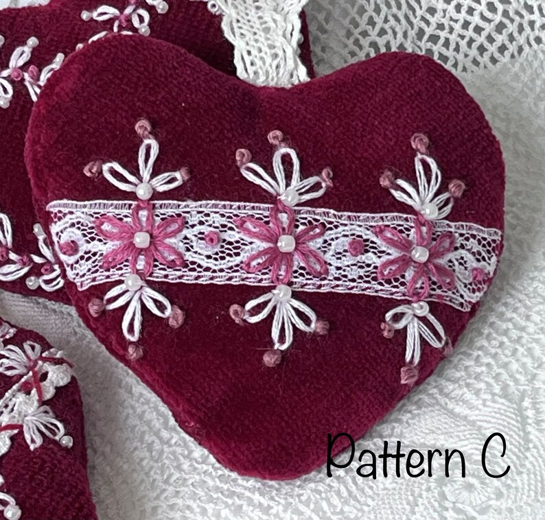 Dark Red Velvet Hearts Handmade Embroidered Hearts - Etsy