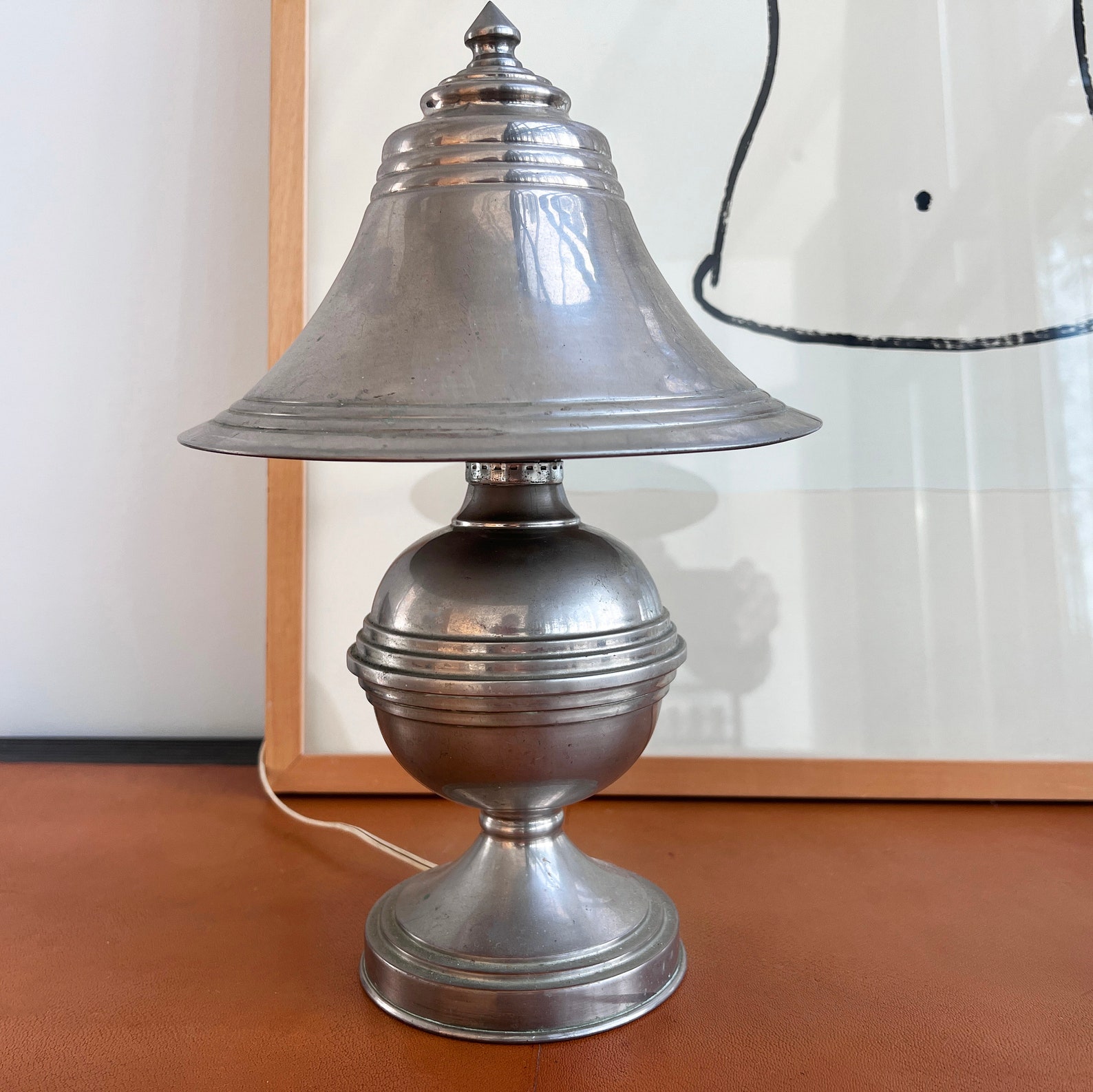 Art Deco Style Sphere Base Table Lamp With Metal Shade - Etsy