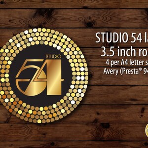 STUDIO 54 Custom 3.5, 4, or 4.5 Inch Round Labels: Digital Download ...