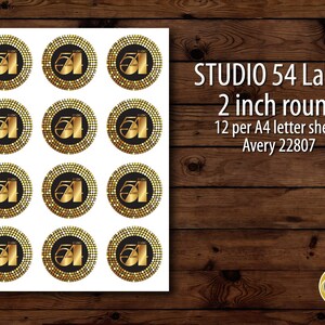 2 Inch Studio 54 Round Labels: Digital Download - Etsy