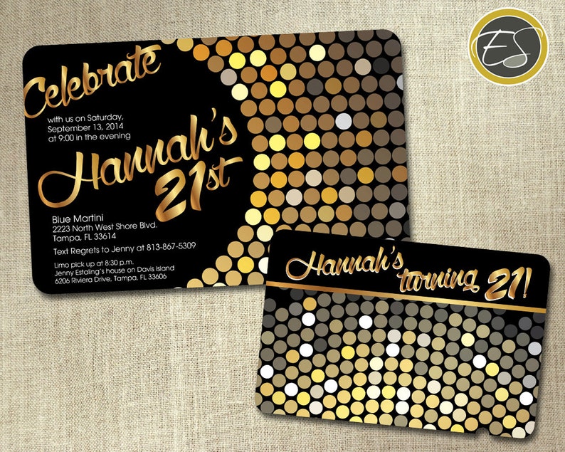 Mirror Ball: Birthday Invitation Black. DIY Printable - Etsy